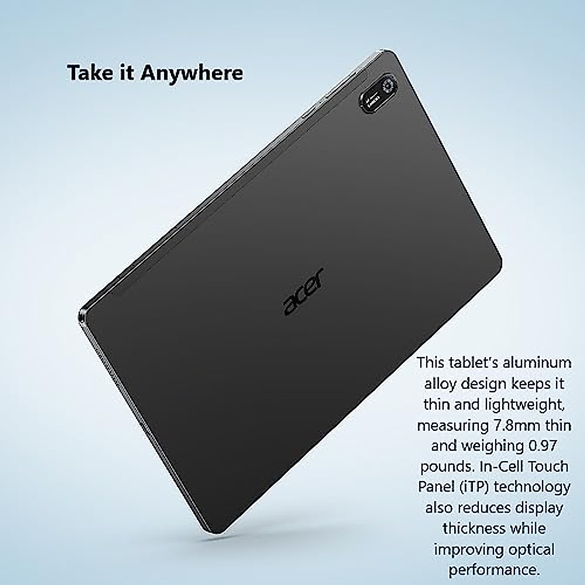 Acer Iconia Tab P10 P10-11-K5P5 Tablet | 10.4" 2K 2000 x 1200 IPS Touch | MediaTek MT8183C Octa-Core CPU | 4GB LPDDR4 | 64GB eMMC | WiFi-5 | Front 5MP & Rear 8MP Webcam | Portfolio Case | Android 12