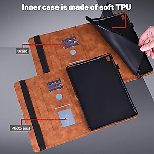 UUcovers for iPad 10th Generation Case 10.9 Inch 2022 with Pencil Holder/Pocket/Band/Embossed Floral Pattern/PU Leather/Soft TPU Wallet Folio Stand Magnetic Shockproof Cover, Brown Peacock Flower