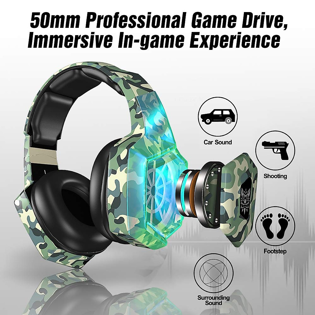 VersionTECH. Gaming Headset - Updated K8 Headset Gaming for PS4 New Xbox One, Stereo Over-Ear Headphones with Noise-canceling Microphone & LED Lights for PC Computer Mac Laptop Nintendo Switch Games