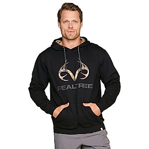 Colosseum Realtree Men's Edge Grizzly Fleece Pullover Hoodie (Black, Medium)