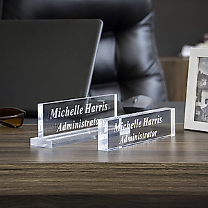 Custom Personalized Engraved Acrylic Name Plate Office Desk Bar 8x2x3/4-Inch