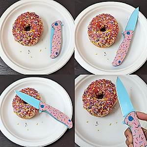 AMSOTTA Pink Sprinkle Donut Knife, Sharp Folding Pocket Knives for Men Women, G10 Handle M390 Blade EDC Knife with Pocket Clip