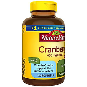 Nature Made Cranberry with Vitamin C, Dietary Supplement for Immune and Antioxidant Support, 120 Softgels, 60 Day Supply