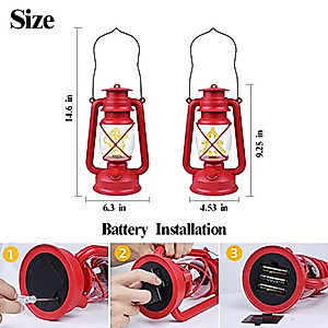 Christmas Vintage Lantern LED Outdoor Hanging Lantern Lights with Christmas Tree & Santa Claus LED Lantern Hanging Christmas Battery Powered Camping Retro Lanterns 2 Pack Gift