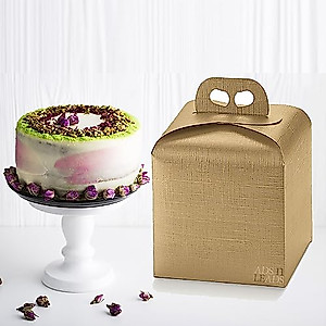 ADS N LEADS Golden Cake box Bakery for Tall Cakes Boxes with Handles - Non-corrugated gold cardboard packaging Pastries, Birthday Party Containers, Wedding, Valentine's Day (GOLD7.8 x 7.8 x 7 Inch)