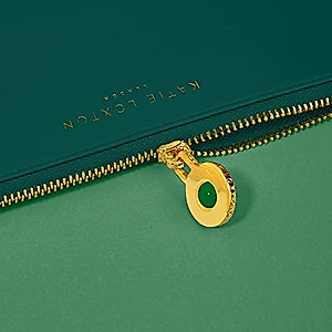 KATIE LOXTON Birthstone Jewel Shade Womens Medium Vegan Leather Sentiment Perfect Pouch May Dark Green