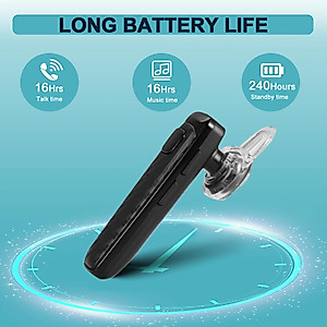 CFOZUZO Bluetooth Headset, Bluetooth Earpiece, 16Hrs Talk Time Wireless Earpiece with CVC8.0 Dual Noise Cancelling Mic Hands-Free Calls Wireless Headset for iPhone Samsung Trucker (Black)