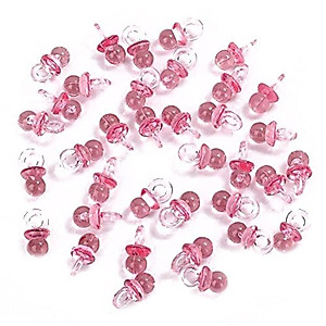 Adorox (144 Pieces) Pink Acrylic Baby Pacifiers Baby Shower Decoration Table Scatter