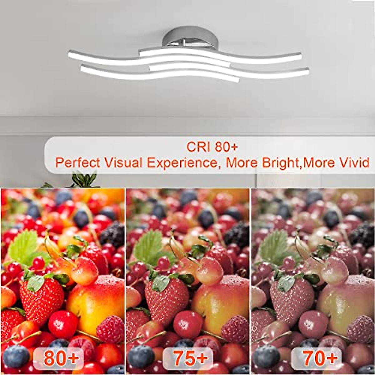 Goeco 4-Light Modern Ceiling Light 24W 2200LM LED Ceiling Light Fixture Neutral White 4000K Curved Design Flush Mount Ceiling Lamp for Hallway, Kitchen, Bedroom, Living Room 110V(Natural White)