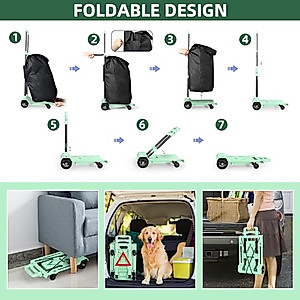 SELORSS 2-in-1 Foldable Hand Truck Utility Cart, Portable Grocery Shopping Cart with Wheels and Removable Waterproof Bag, Collapsible Lightweight Large Capacity for Supermarket, Laundry, Camping