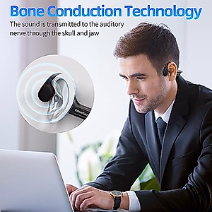 CelsusSound S800C Bone Conduction Headphones,IPX7 Waterproof Sports Earbuds with Noise-Canceling MIC,Bluetooth 5.3 Open-Ear Wireless Headset for Outdoor Running Cycling Hiking，10H Playtime（Grey）