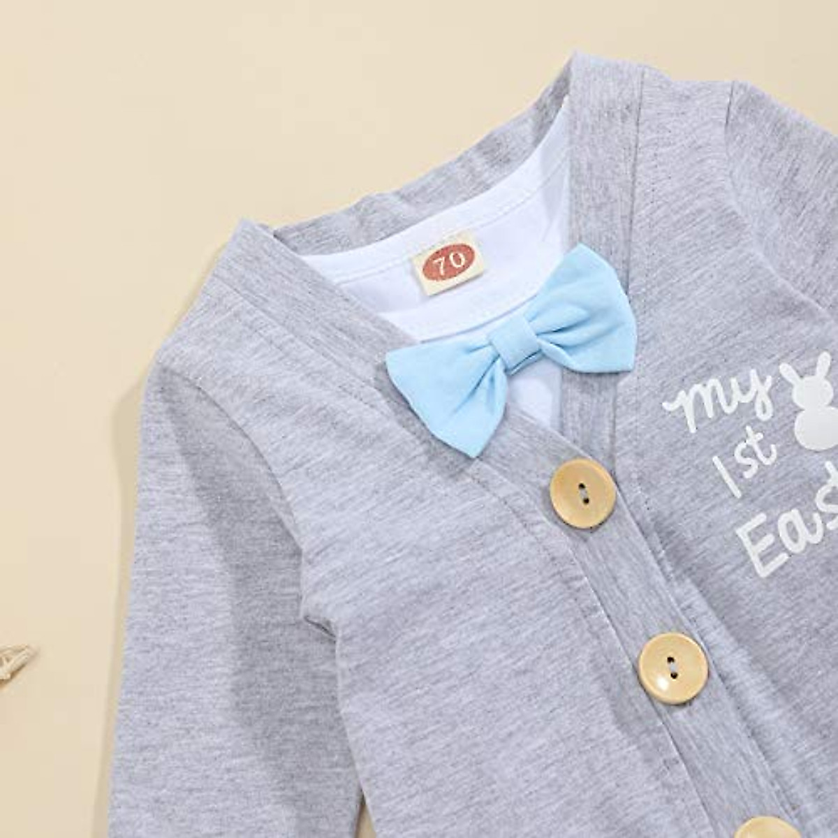 Baby Boy Easter Clothes My First Easter Letter Print Coat+ Bow-Tie T-Shirt Top and Rabbit Pants Baby Boy Easter Outfits
