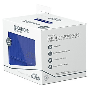 Ultimate Guard Sidewinder 80+, Deck Box for 80 Double-Sleeved TCG Cards, Blue, Magnetic Closure & Microfiber Inner Lining for Secure Storage