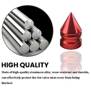 Osilly Car Tire Valve Caps, 8 Pack Spike Aluminium Alloy Auto Air Pressure Stem Caps, Universal Dust-Proof Car Tire Valve Trim Accessories, Fit for Cars, Trucks, SUVs and Motorcycles (Red)