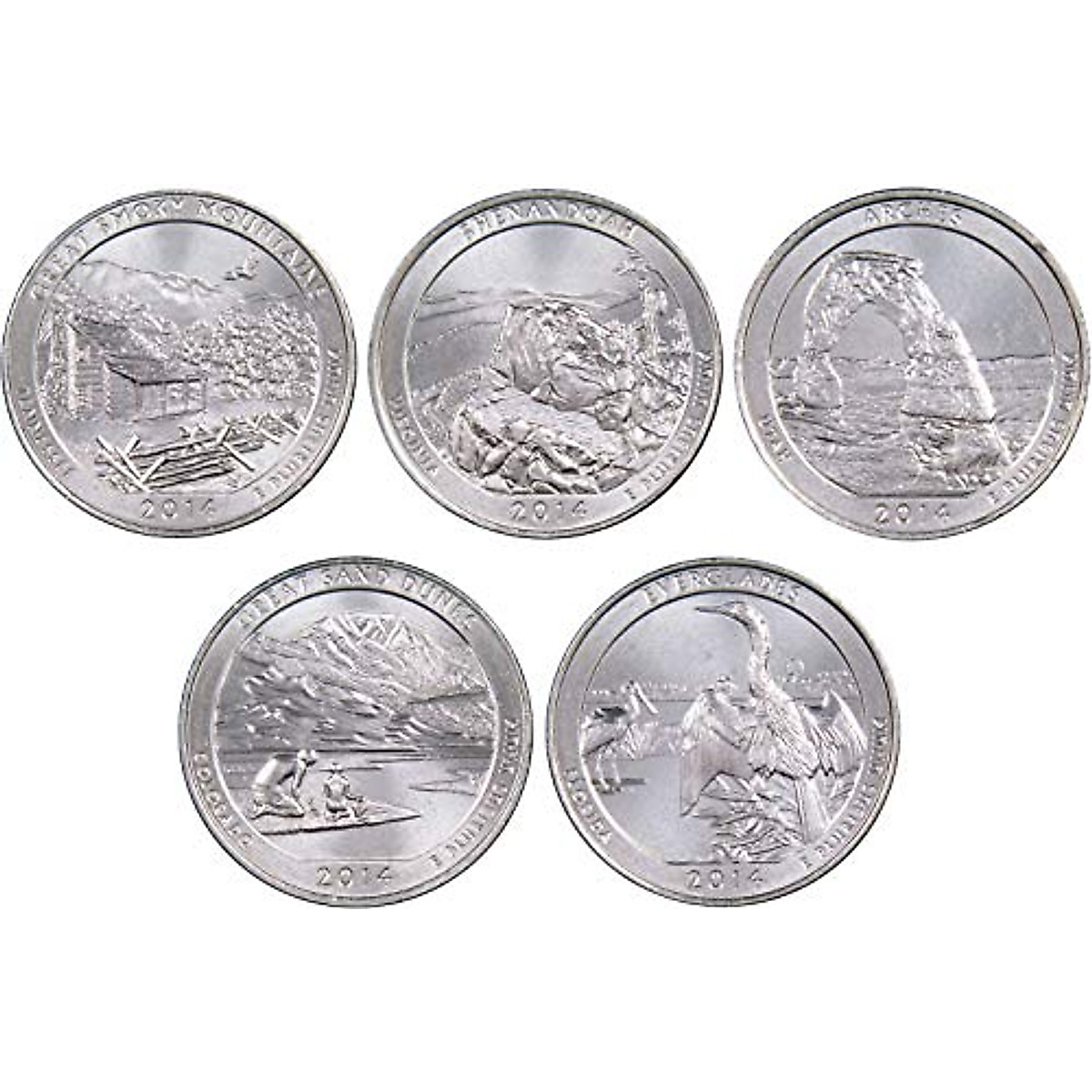 2014 D National Park Quarter 5 Coin Set Uncirculated Mint State 25c Collectible