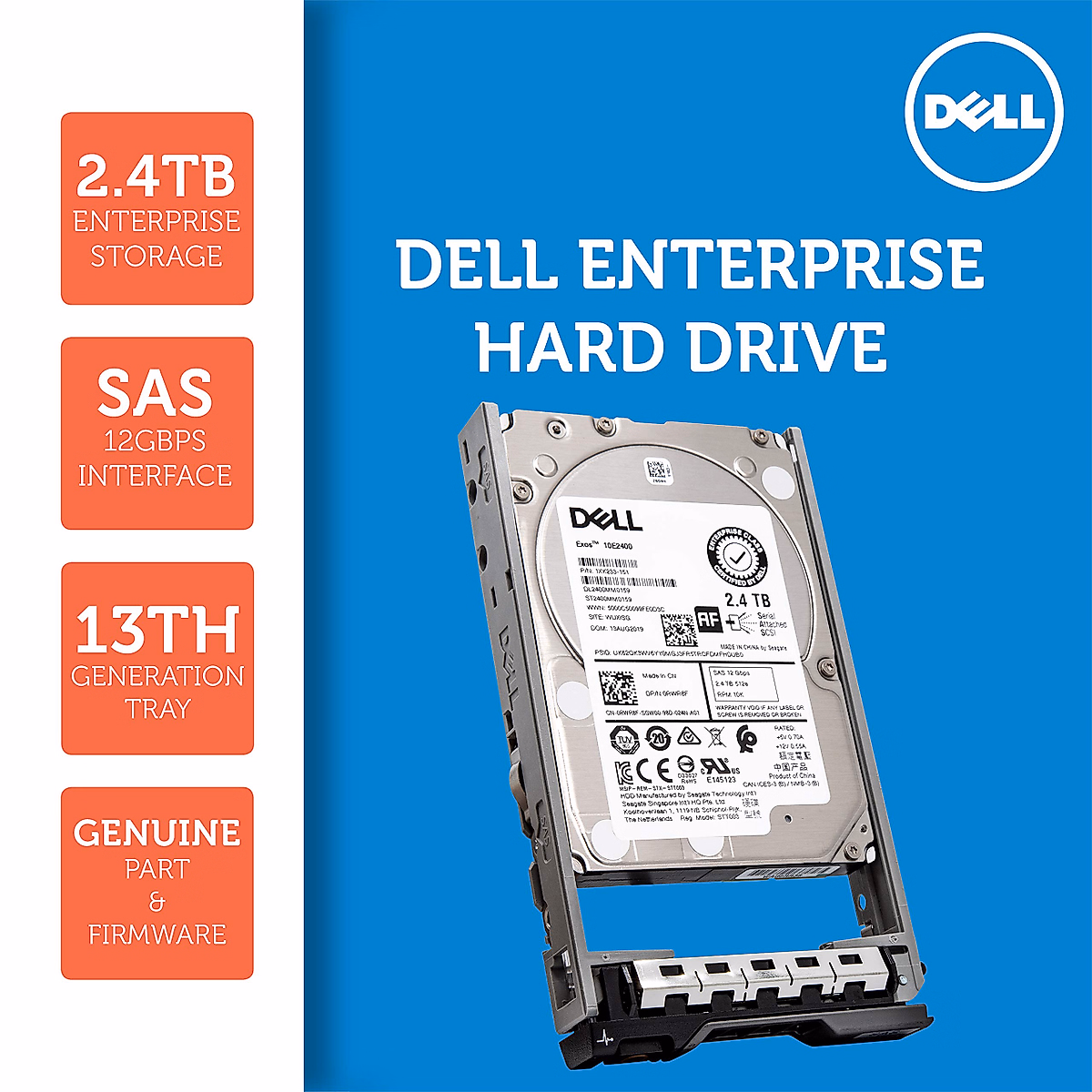 Dell 400-AUQX 2.4TB 10K SAS 2.5-Inch PowerEdge Enterprise Hard Drive in 13G Tray Bundle with Compatily Screwdriver Compatible with 400-AVBX W9MNK R720 R730 R630