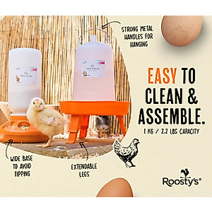 Roosty's Chick Feeder and Waterer Kit - 1L Chick Feeder and 1.5L Chick Waterer | Chicken Feeder and Hanging Chicken Waterer | Duck Feeder, Quail Feeder, Chicken Starter Kit | Baby Chicken Supplies