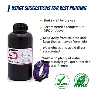 Siraya Tech Cast 3D Printer Resin Easy to Print Use and Burn High Resolution Castable 405nm LCD UV-Curing Photopolymer Resin for Making Jewelries and Metal Parts (Purple, 1kg)