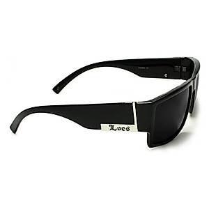 Locs Mens Flat Top Gangster Sunglasses Black Silver Frame 91026 (Black), 5.5w x 1.75h