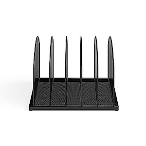 Safco Products Onyx Desk Organizer 5 Upright Sections, Vertical File Holder Mail Sorter Black Home, Office or Classroom Desktop Organization (3215BLKD)