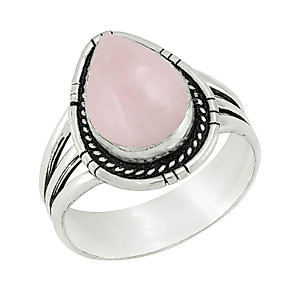 5.08Cts Solitaire Natural Rose Quartz 925 Silver Plated Ring Size 12 For Women, Handmade Pink Stone January Birthstone Ring Jewelry Gift For Women Mom Wife