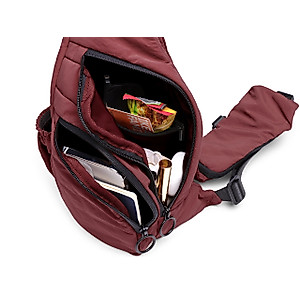 ODODOS Crossbody Sling Bag with Adjustable Straps Small Backpack Lightweight Daypack for Casual Hiking Outdoor Travel, Wine