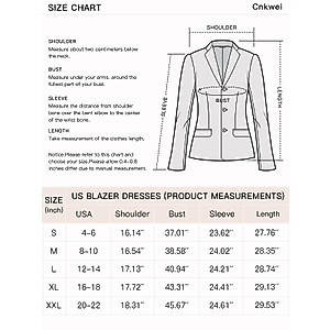 Cnkwei Womens Casual Blazers Open Front Long Sleeve Lapel Collar Work Office Jacket Black