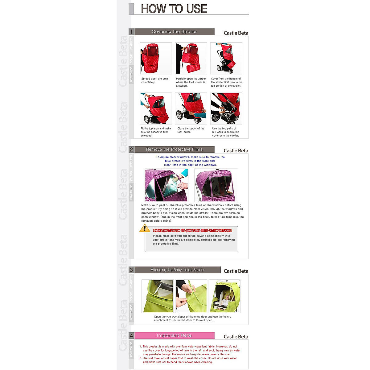 Manito Castle Beta Stroller Weather Shield (Chocolate)