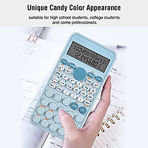 EooCoo 2-Line Standard Scientific Calculator, Portable and Cute School Office Supplies, Suitable for Primary School to College Student Use - Blue