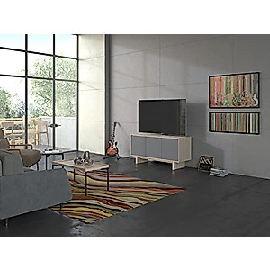 BDI Octave 8377 Triple-Width Media Cabinet, Drift Oak with Grey Flat Doors