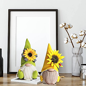 BERNIE ANSEL 2 Pcs Sunflower Gnome,Summer Gnomes Flannelette Doll, Spring Gnomes Plush, Spring Cute Faceless Doll Tomte Nisse Elf Bee Festival Home Farmhouse Kitchen Decor