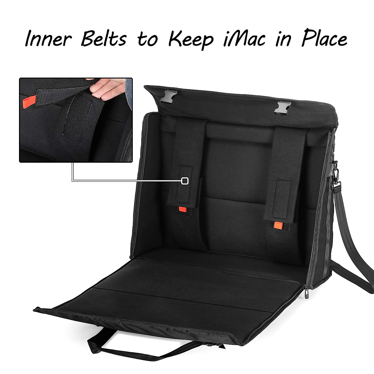 CURMIO Travel Bag Compatible for Apple iMac 27'' Desktop Computer, Portable Carrying Case Compatible with iMac 27-inch Monitor and Accessories, Black (Patent Pending)