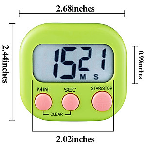 4Pieces Digital Kitchen Timer,Cooking Timer,Countdown Timer Big Digits,Loud Alarm Timers,Magnetic Back and ON/Off Switch,Classroom Timers for Teachers Kids,Minute Second Count Up Countdown.