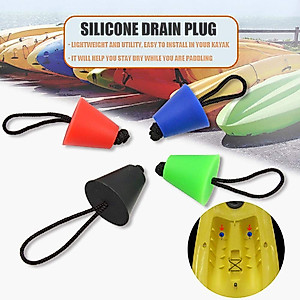 4 Packs Universal Kayak Scupper Plug Kit Silicone Scupper Plugs Drain Holes Stopper Bung with Lanyard for Native Kayaks Hobie Kayaks Wilderness Systems Kayaks Perception Kayaks and More, Black
