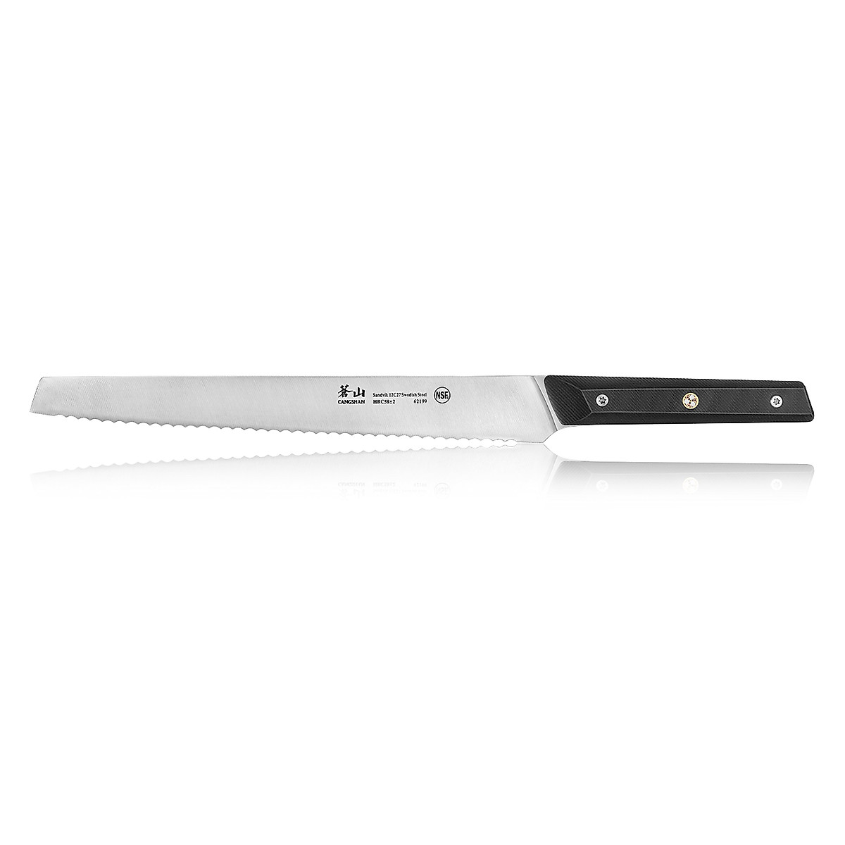 Cangshan TG Series 62199 Swedish 12C27 Steel Bread Knife, 10.25-Inch, G10 Handle