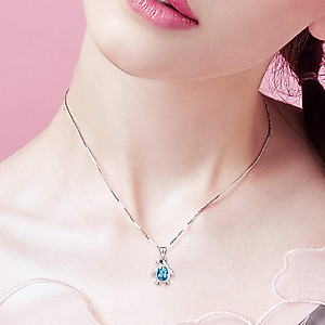 AOBOCO Aquamarine Blue Penguin Necklace for Women Penguin Necklace for Women Sterling Silver Penguin Jewelry Gift for Daughter