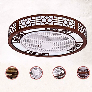 Ceiling Fan with Light, 22" Chinese Style Ceiling Fan Dimmable 64W LED Light with Remote Control Flush Mount Lamp for Bedroom Living Room Children's Room