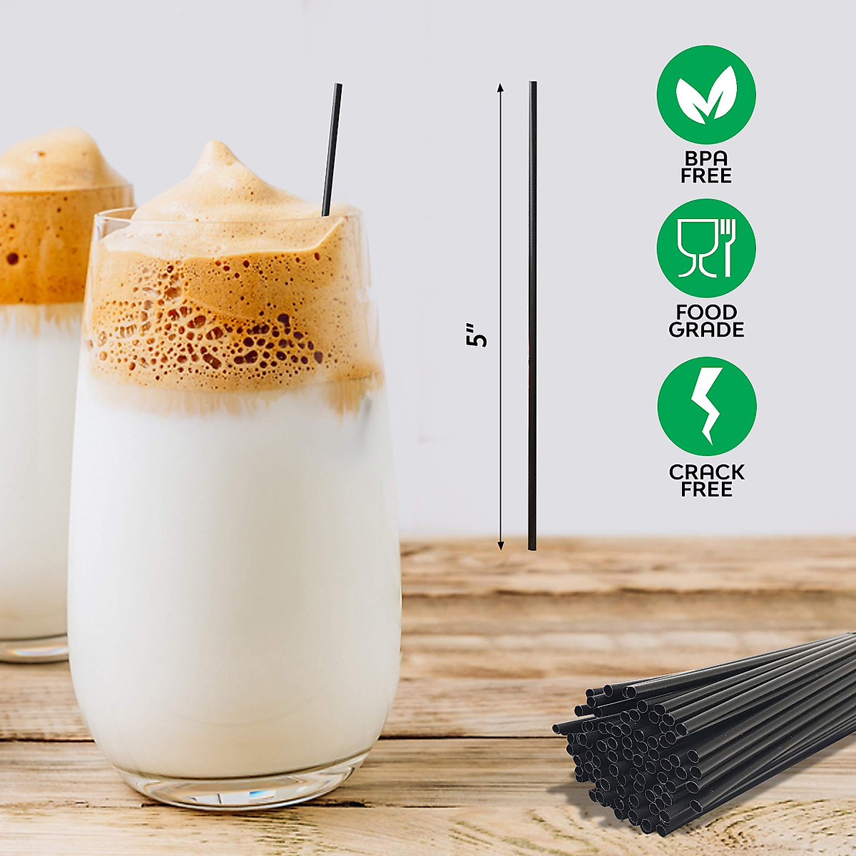 Coffee Stirrers Sticks, Disposable Plastic Drink Stirrer Sticks, 1000 Stirrers, Use It As A Coffee Straws Or A Cocktail Mixers, 5-Inch (Pack of 1), Black