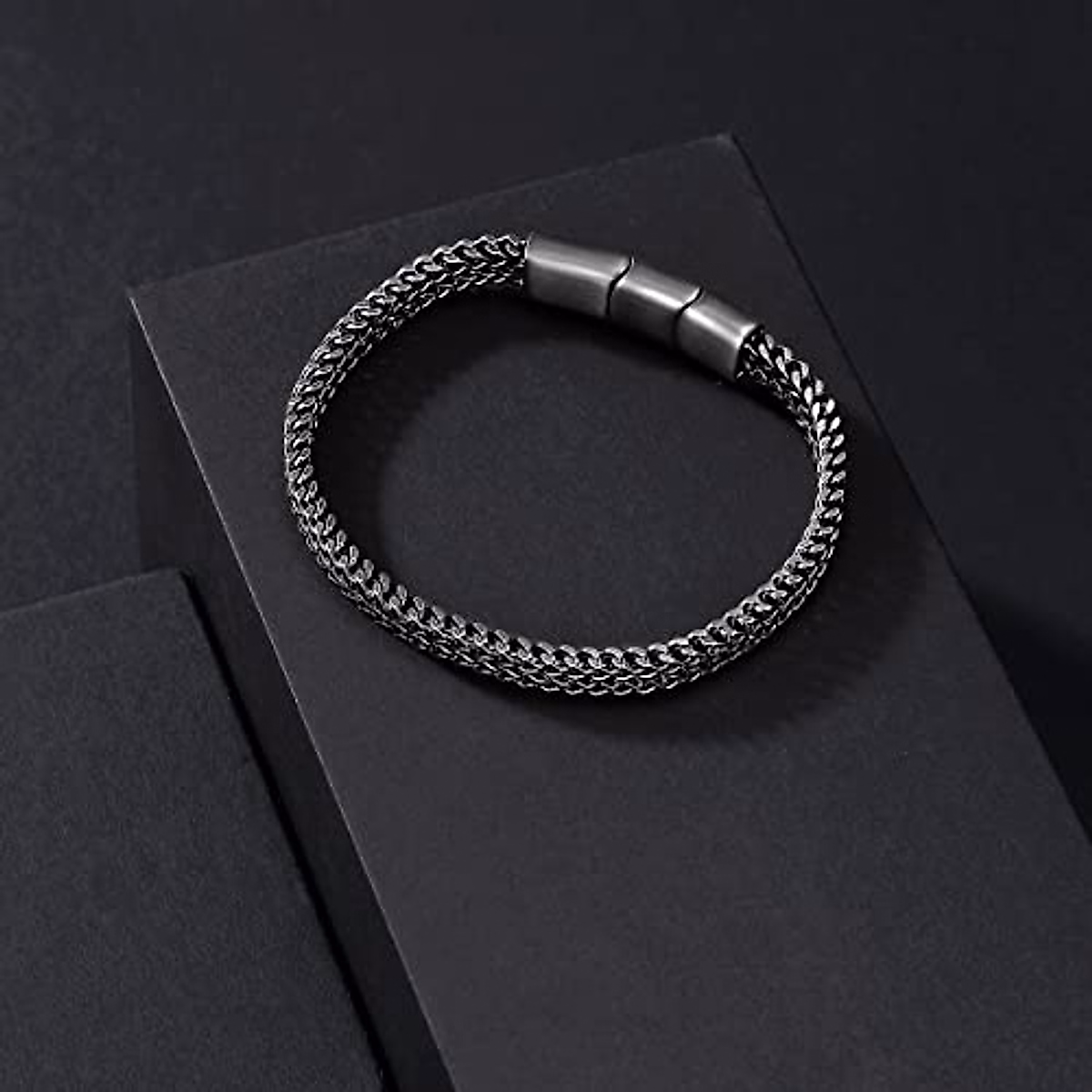 LUCKY2+7 Bracelets for Men-Stainless Steel Magnetic Clasp Franco Chain Mens Bracelet