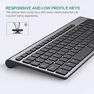 Wireless Keyboard Mouse Combo, J JOYACCESS Ergonomic and Cordless Keyboard and Mouse Set for PC,Windows, Computer, Laptop, Desktop, Chromebook,Mac-Grey