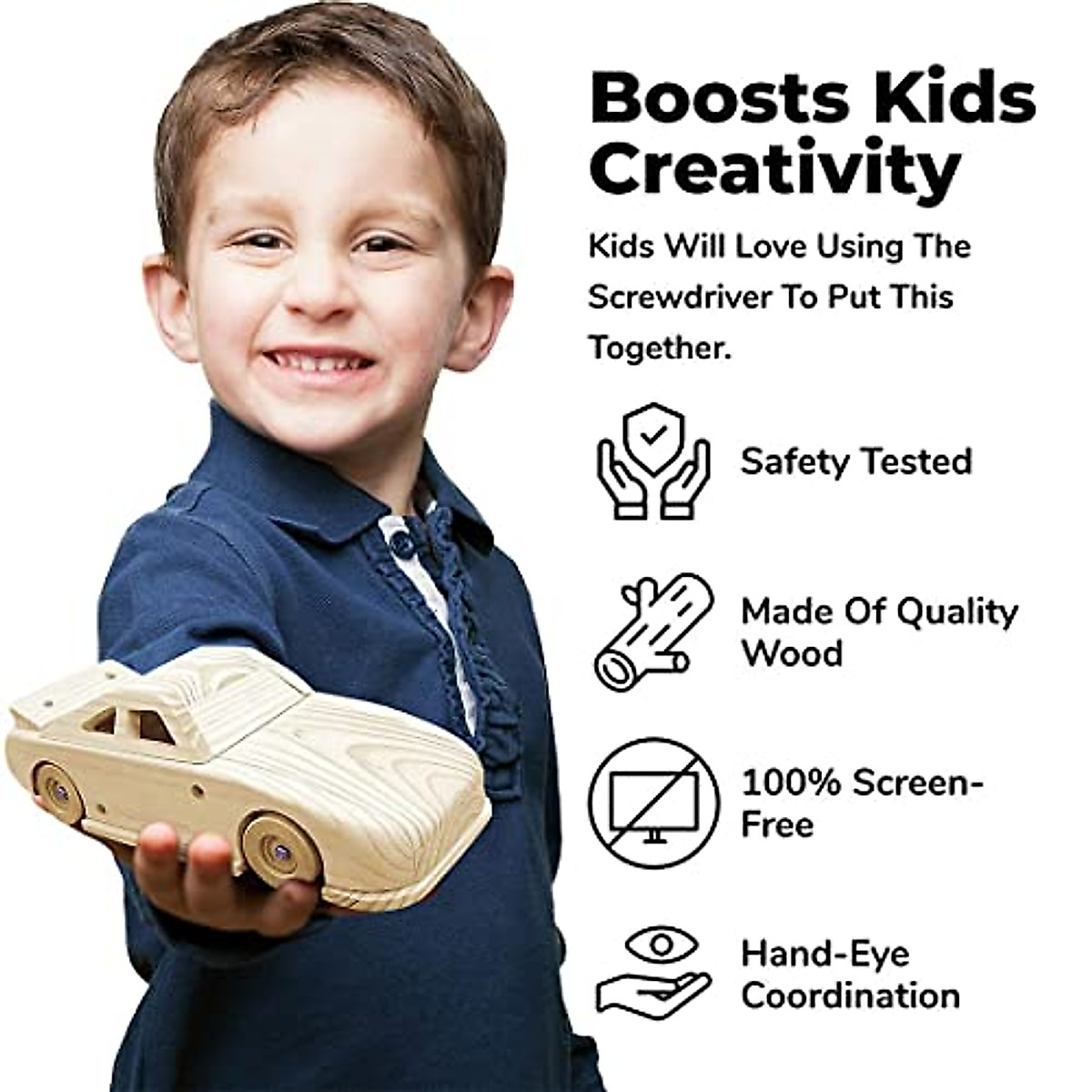 Kraftic Woodworking Building Kit for Kids and Adults, 3 Educational DIY Carpentry Construction Wood Model Kit Toy Projects for Boys and Girls - Build a Wooden Military Jet Race Car and Tractor Trailer