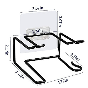 Gkwonker Hair Dryer Holder, Self Adhesive Wall Mounted Stainless Steel Hair Dryer Hanger for Bathroom & Bedroom (Black)