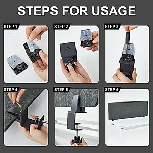 Colarr Sound Proof Dividers with Clamp 16 x 47 '' Mounted Desk Divider Desk Privacy Panel Acoustic Absorbing Desk Partition Privacy Boards for Office Desktop Accessories Reduce Distractions