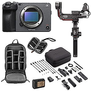 Sony FX3 Full-Frame Cinema Line Camera Bundle with DJI RS 3 Pro Combo Gimbal, Backpack, Battery, SD Card Case, Cleaning Kit