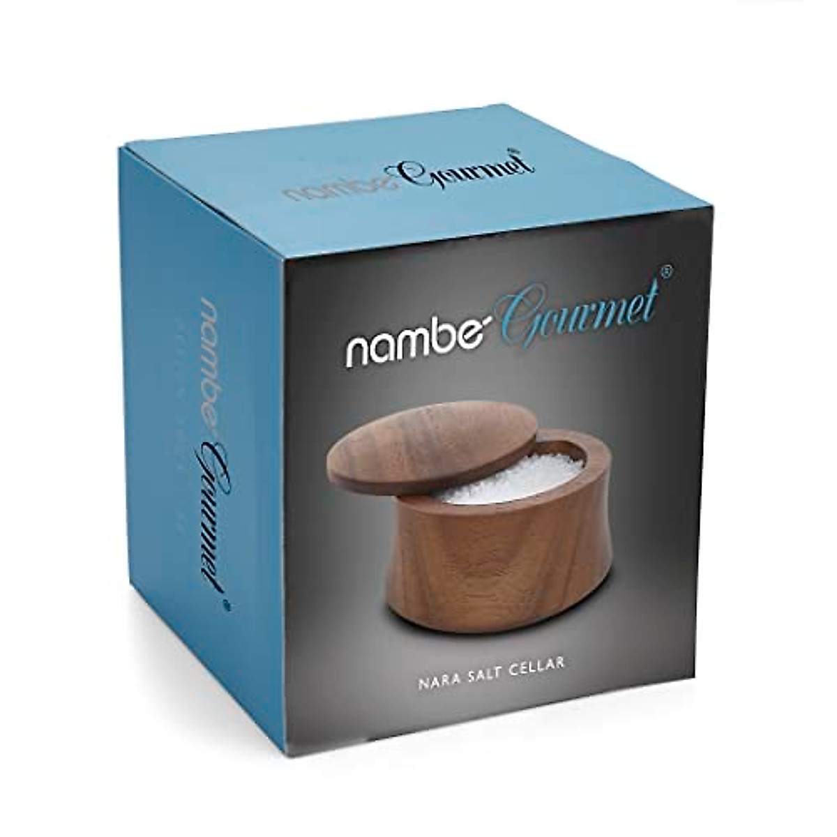 nambe Nara Salt Cellar | Wood Salt or Spice Box with Swivel Lid | Storage Container for Kitchen Countertop Perfect for Table Salt, Gourmet Salts, Herbs or Seasoning Blends | 4.25” 2.5”