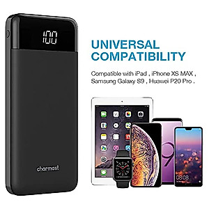 Charmast Portable Charger, USB C Battery Pack, 3A Fast Charging 10400mAh Power Bank LED Display, Slim Portable Phone Battery Charger for iPhone 13 12 11 X 8 7 Samsung S21 S20 Google LG OnePlus iPad