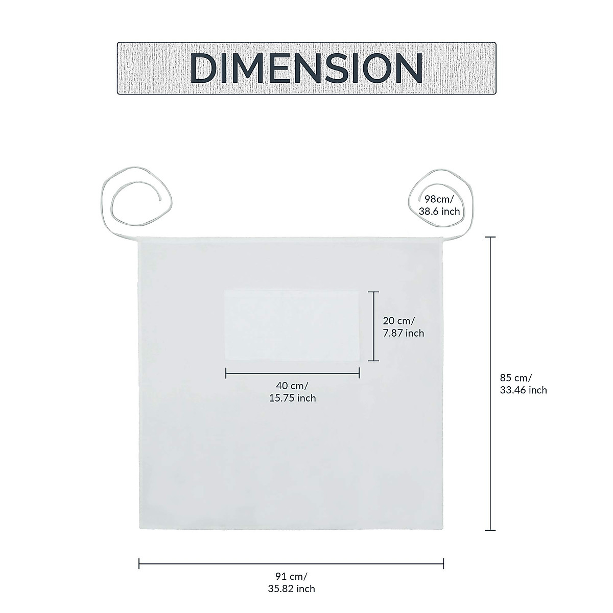 UBICON Xtra Wide Bistro Apron (36" Wide, 33" Long), Durable, 100% Cotton, with Large Pockets, Long Tiebacks For Home, Kitchen, Garden, Restaurant (33" Long, Single Pack, White)