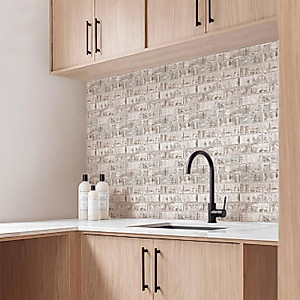 Commomy 10 Pcs 3D Faux Brick Wall Panels -11.8"X11.8" Small Size PVC Brick Peel and Stick Tiles Farmhouse DIY Self-Adhesive Wall Tile Faux Brick Paneling for Fireplace,Living Room,Bedroom,RV, Kitchen