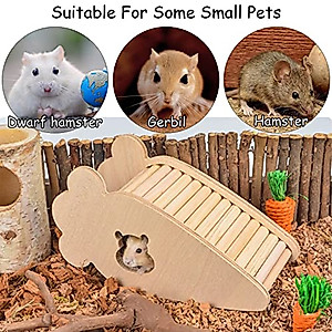 Hamiledyi Wooden Ladder Bridge, Mouse Rest Play Hiding Toy, Rodents Wooden House Guinea Pig Climbing Ladder Chews Toy for Small Animals Rat Syrian Hamster Squirrel Chinchilla Hedgehog3PCS