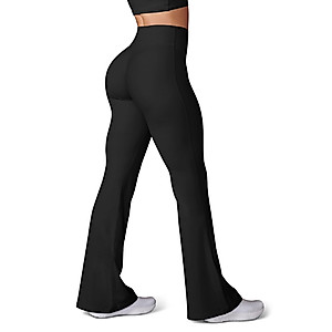 HEGALY Women's Flare Yoga Pants - Crossover Flare Leggings High Waisted Bootcut Bell Bottom Workout Sweatpants Black